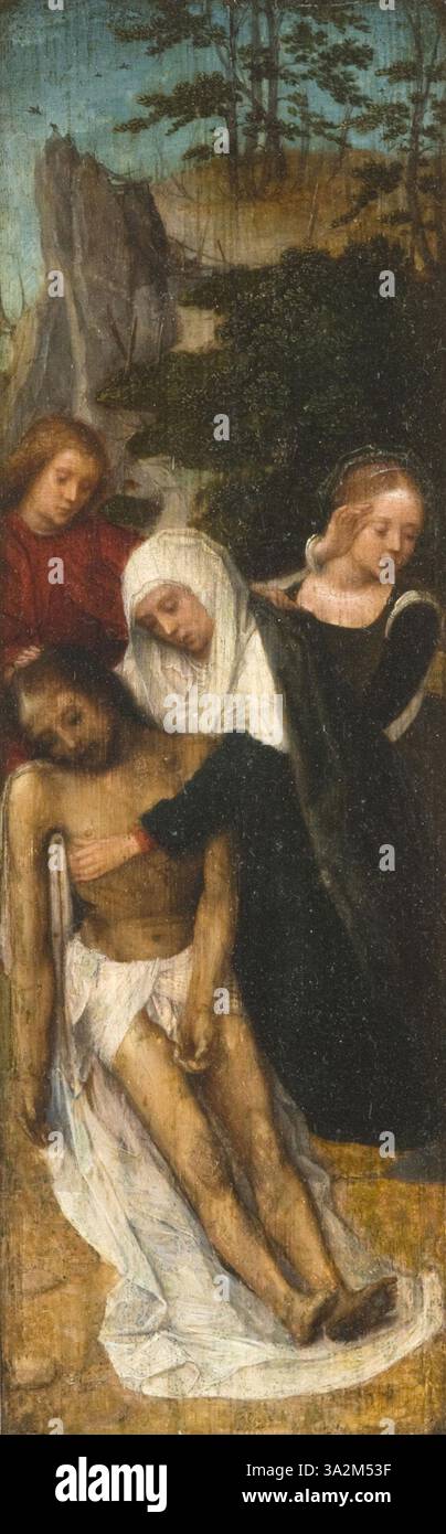 This 16th-century painting by Adriaen Isenbrandt portrays the Lamentation of Christ, depicting ...