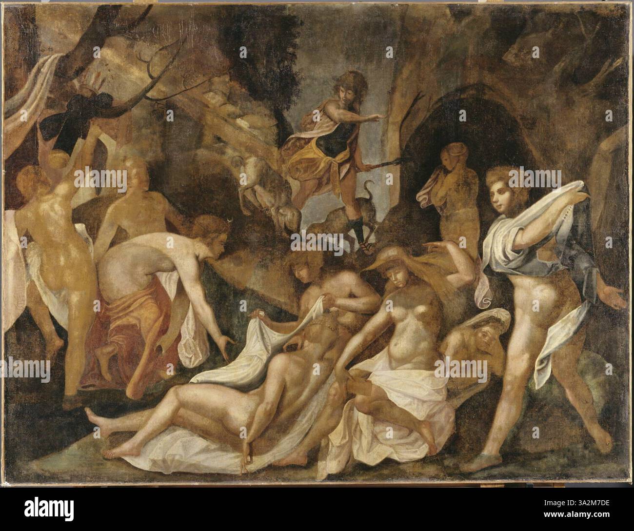 The 17th-century artwork 'Diane surprise par Actéon' by Joseph Heintz depicts the moment from ...