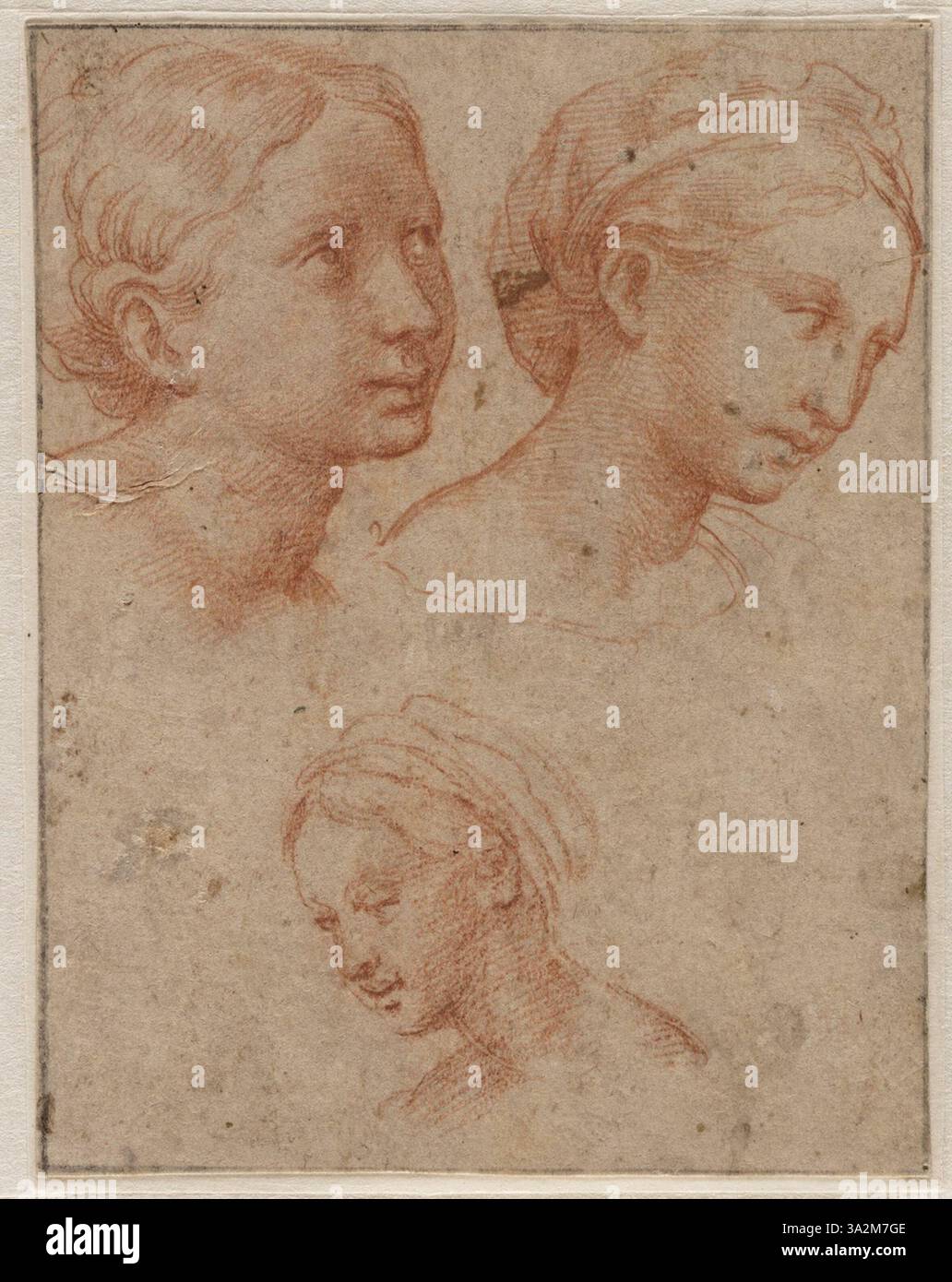 This study consists of three female heads, showcasing Raphael’s ...