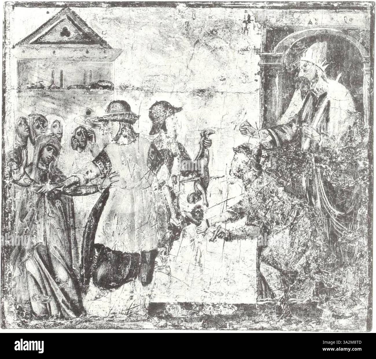 Guido da Siena's work depicts a sacred scene with vivid color contrasts ...