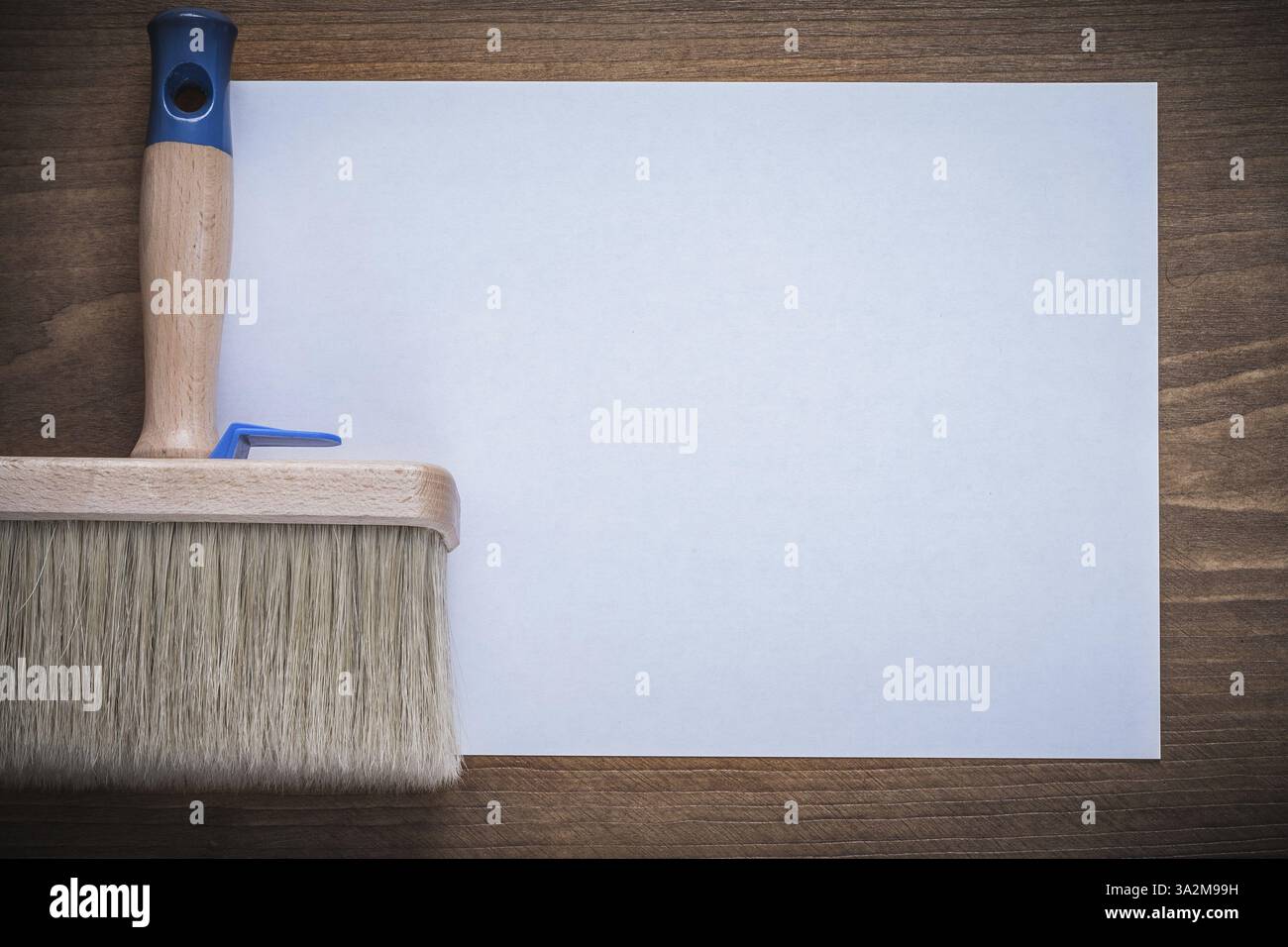 Set of clean sheet of paper and paintbrush construction concept Stock ...