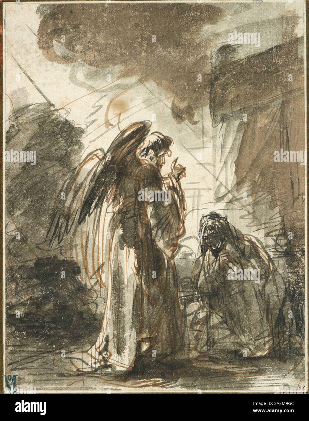 This painting depicts the biblical scene of the Annunciation, where the ...