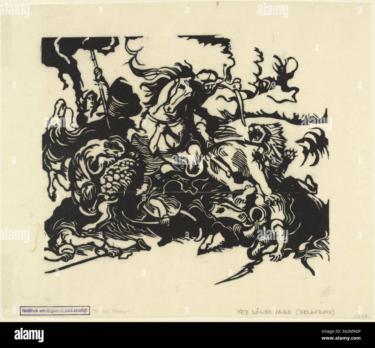 Lion Hunt After Delacroix (Löwenjagd nach Delacroix) by Franz Marc ...