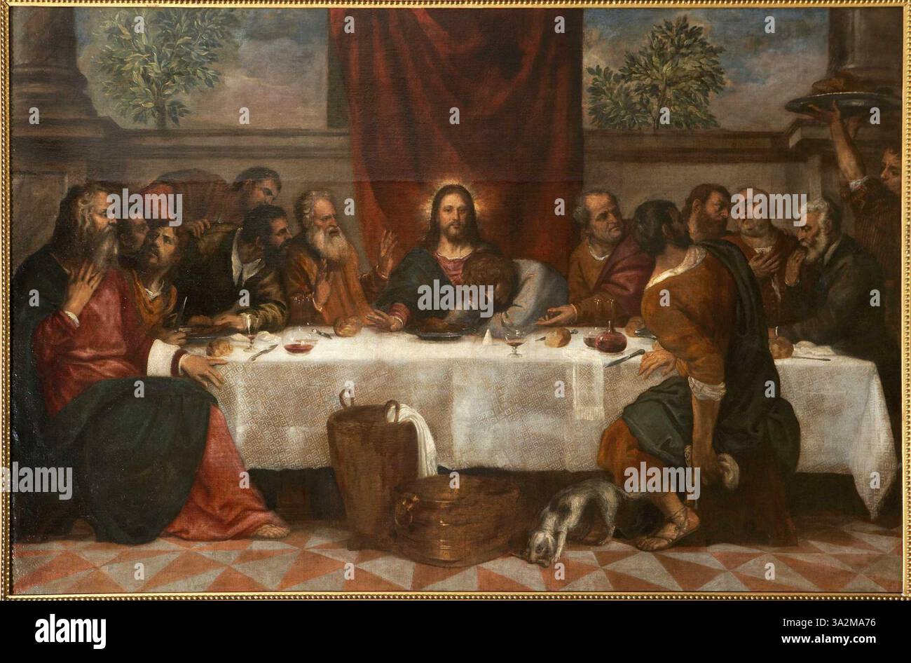 'La última cena' by Titian, painted during the Renaissance, captures the dramatic moment of ...