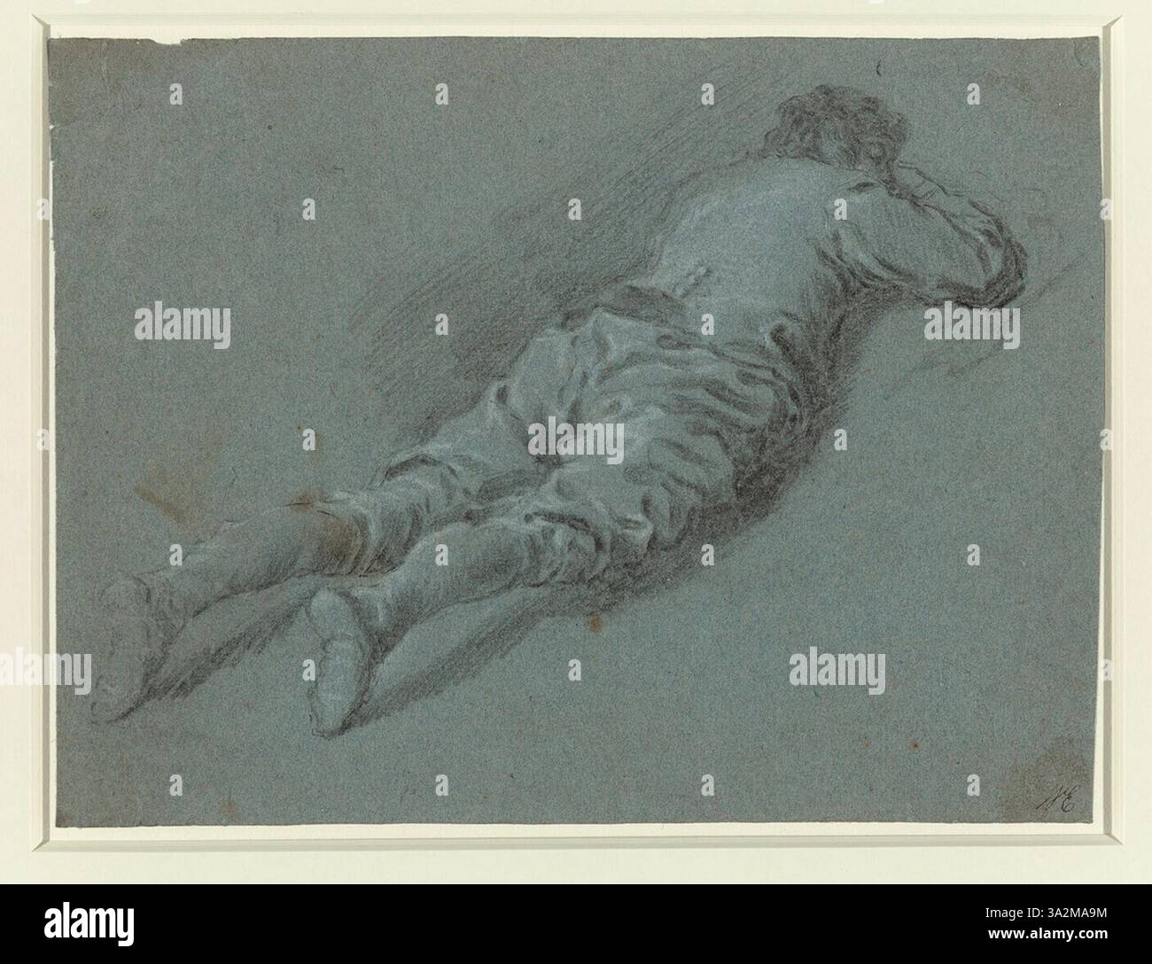 This sketch by Govert Flinck depicts a youth lying prostrate, capturing ...