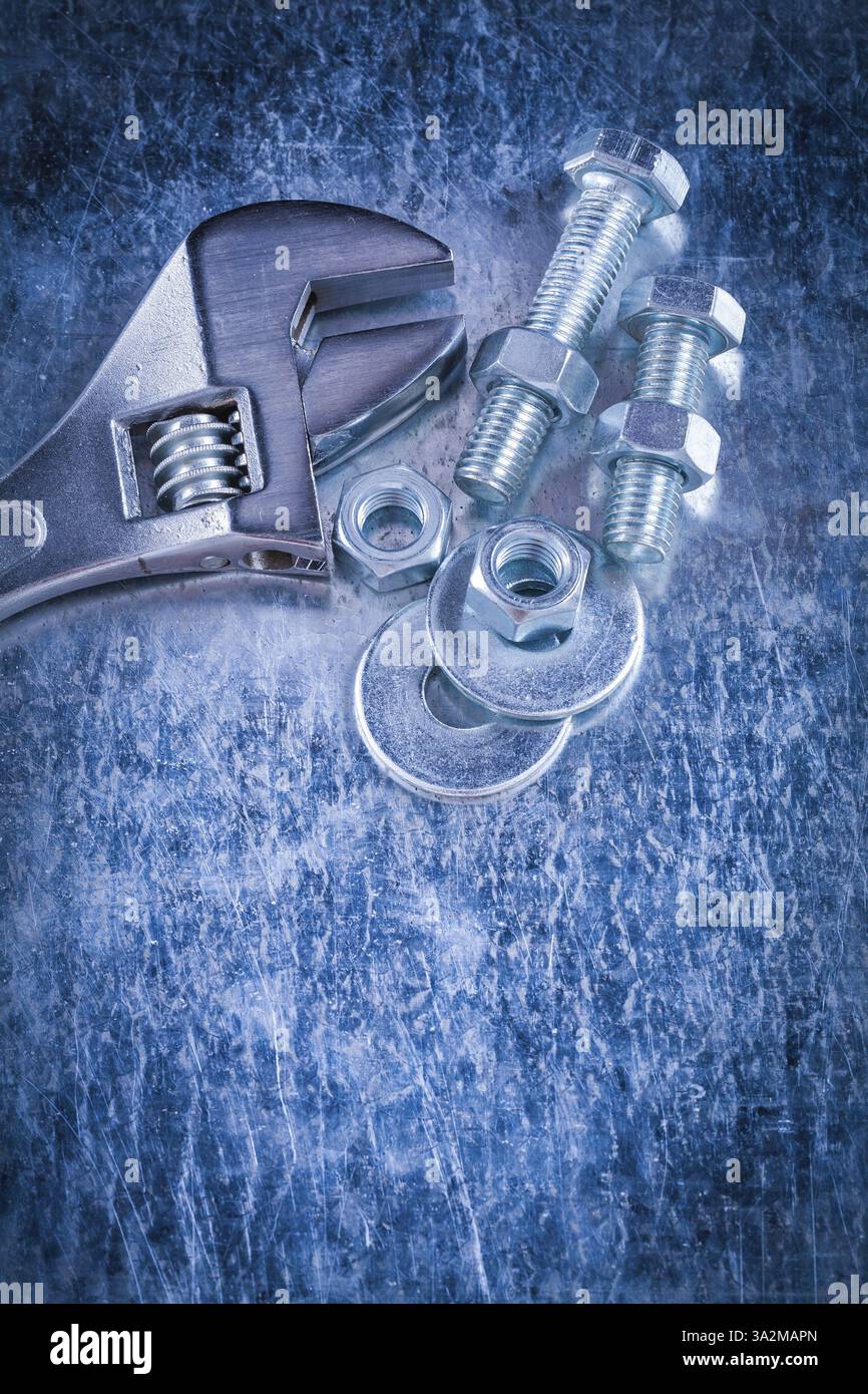 Steel adjustable spanner bolt washers screw-nuts and threaded ...