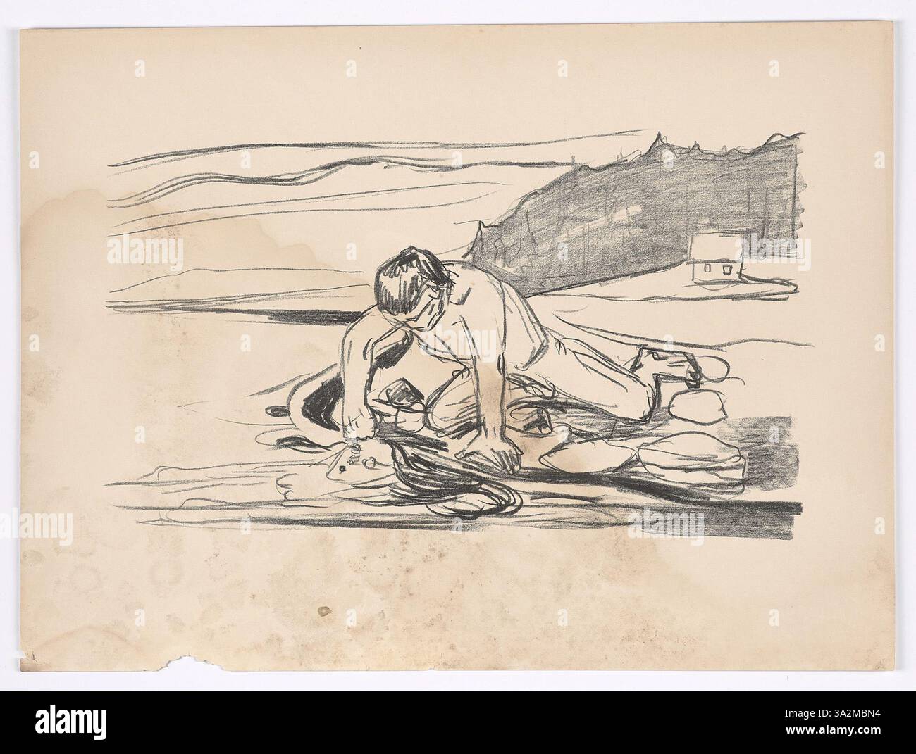 'Omega's Death' features distorted figures and dark colors to emphasize ...