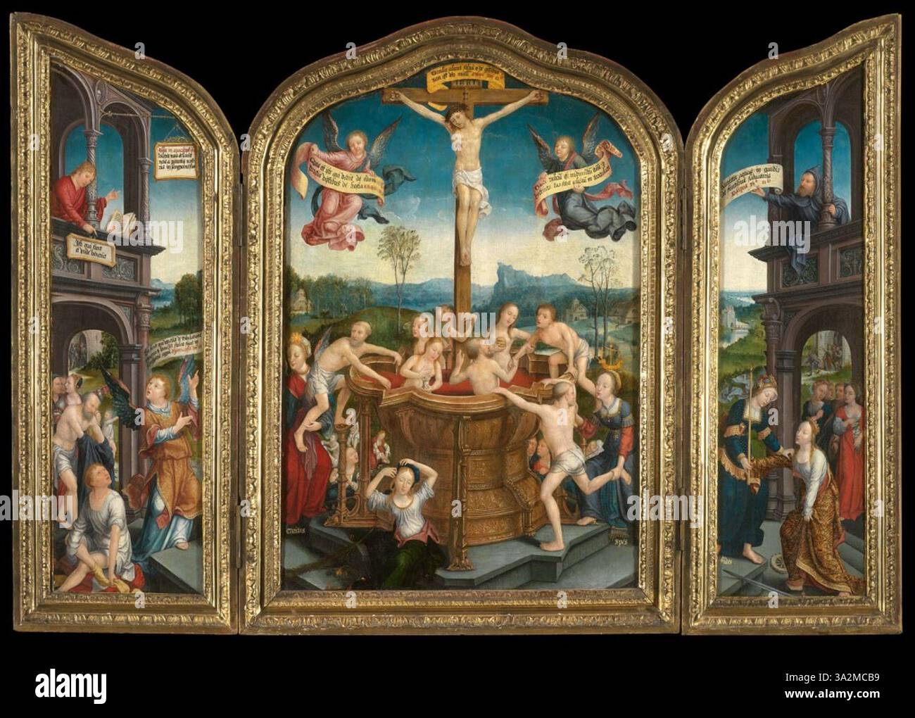 Jehan Bellegambe's 'Triptyque du Bain mystique' presents a mystical ...