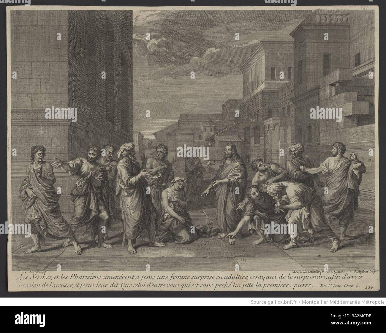 Gérard Audran’s engraving of Christ and the Woman Taken in Adultery ...