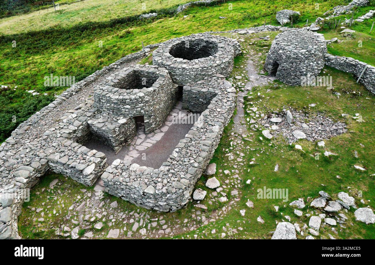 Beehive huts and cashel known as Caherconnor. Part of Fahan Group of ...
