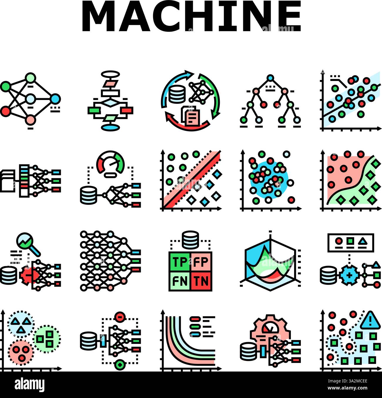 machine learning algorithm model icons set vector Stock Vector Image & Art - Alamy