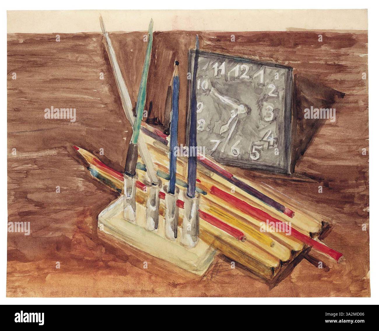 A focused portrait of Arnold Schoenberg (1874–1951), emphasizing his ...