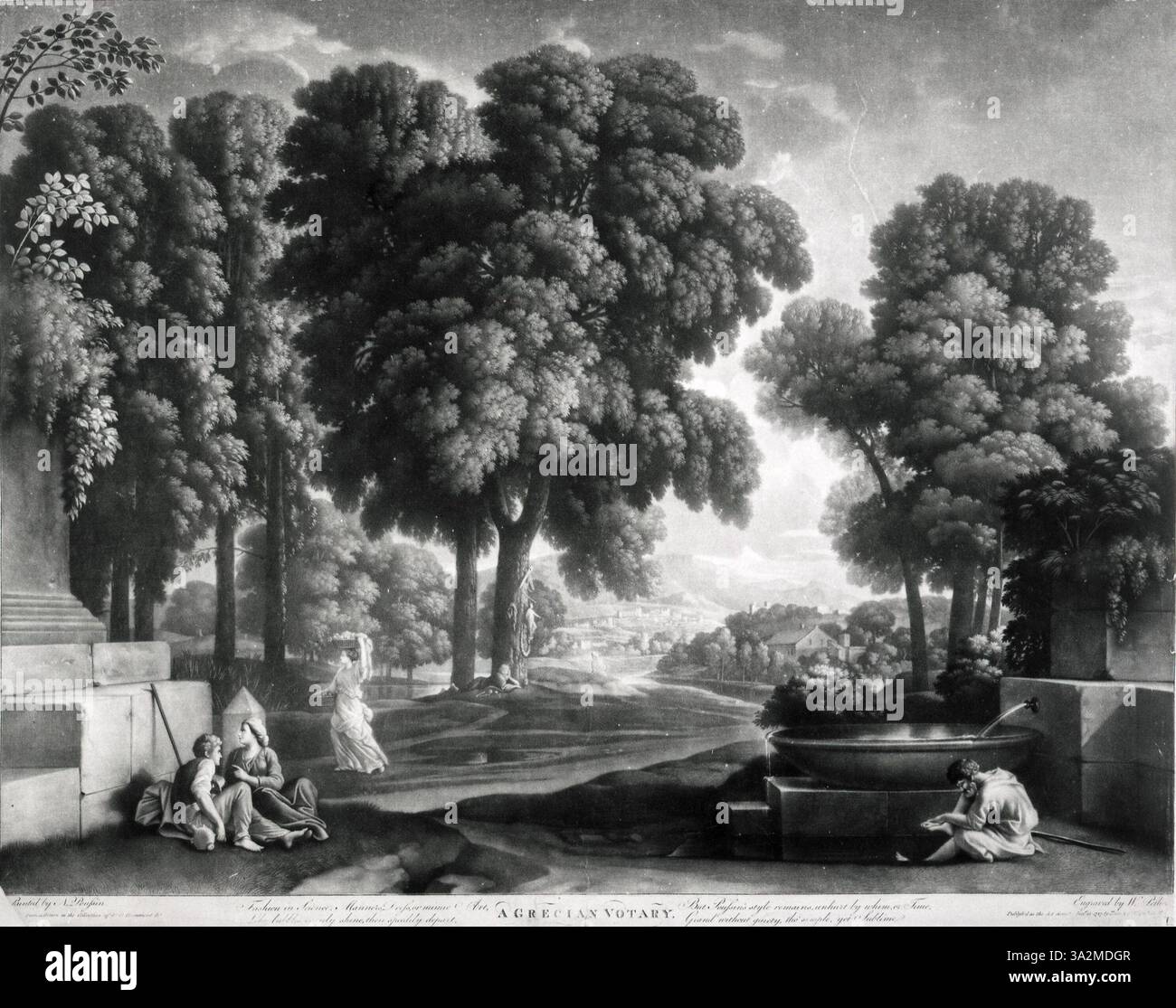 A fine engraving by William Pether after a Nicolas Poussin painting ...