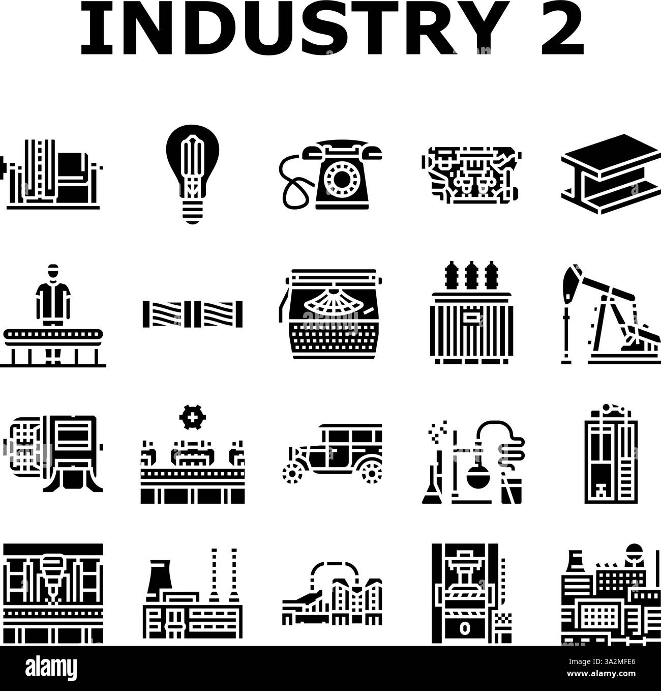 industry 2.0 automation robotics icons set vector Stock Vector Image ...