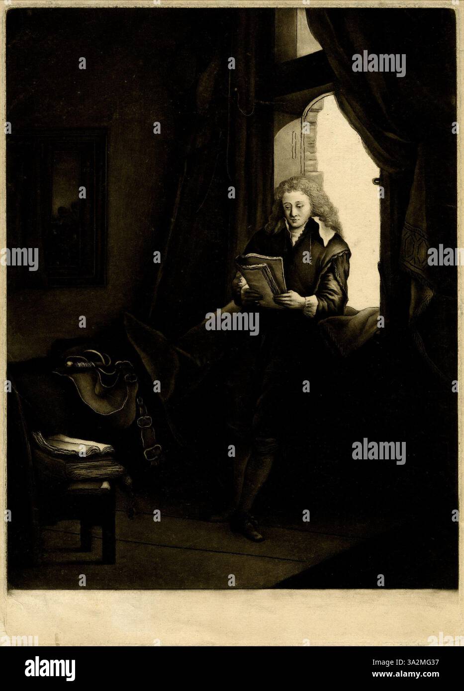 Richard Houston's portrait, inspired by Rembrandt, employs chiaroscuro ...