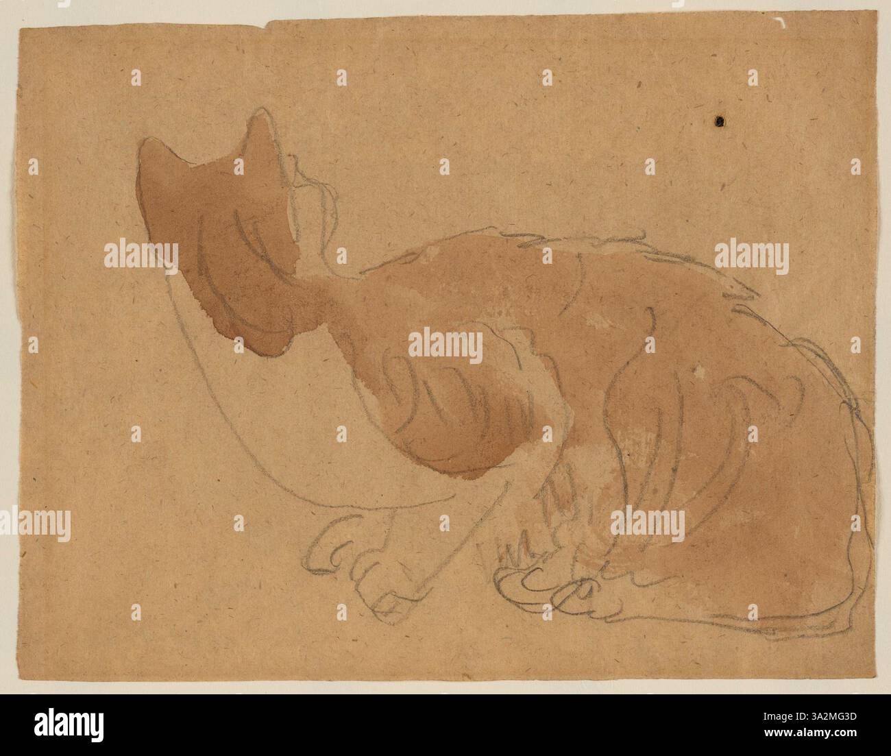 This artwork features a ginger cat depicted with careful attention to ...