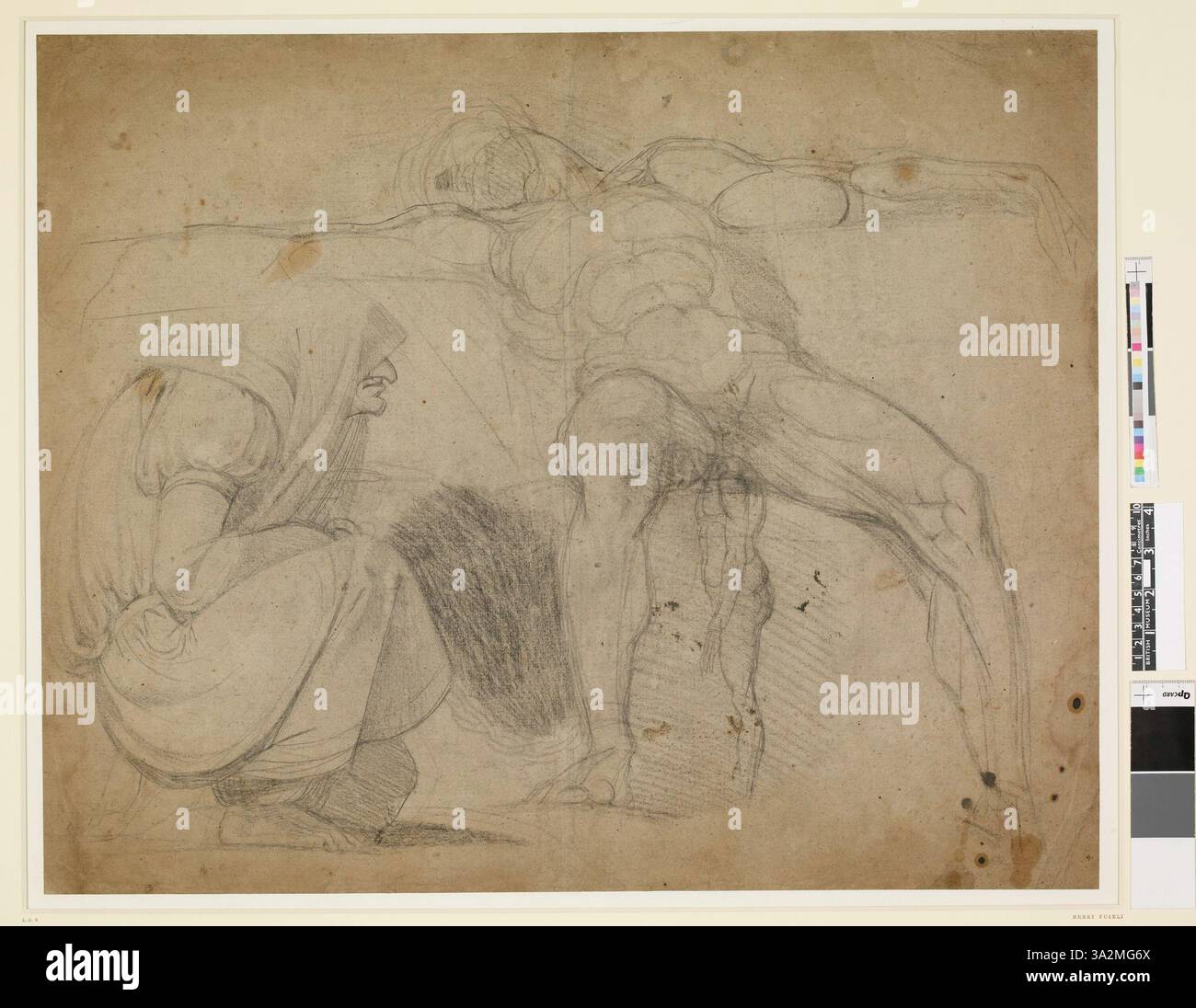 This work, titled 'The Captive', depicts a figure in a restrained or ...