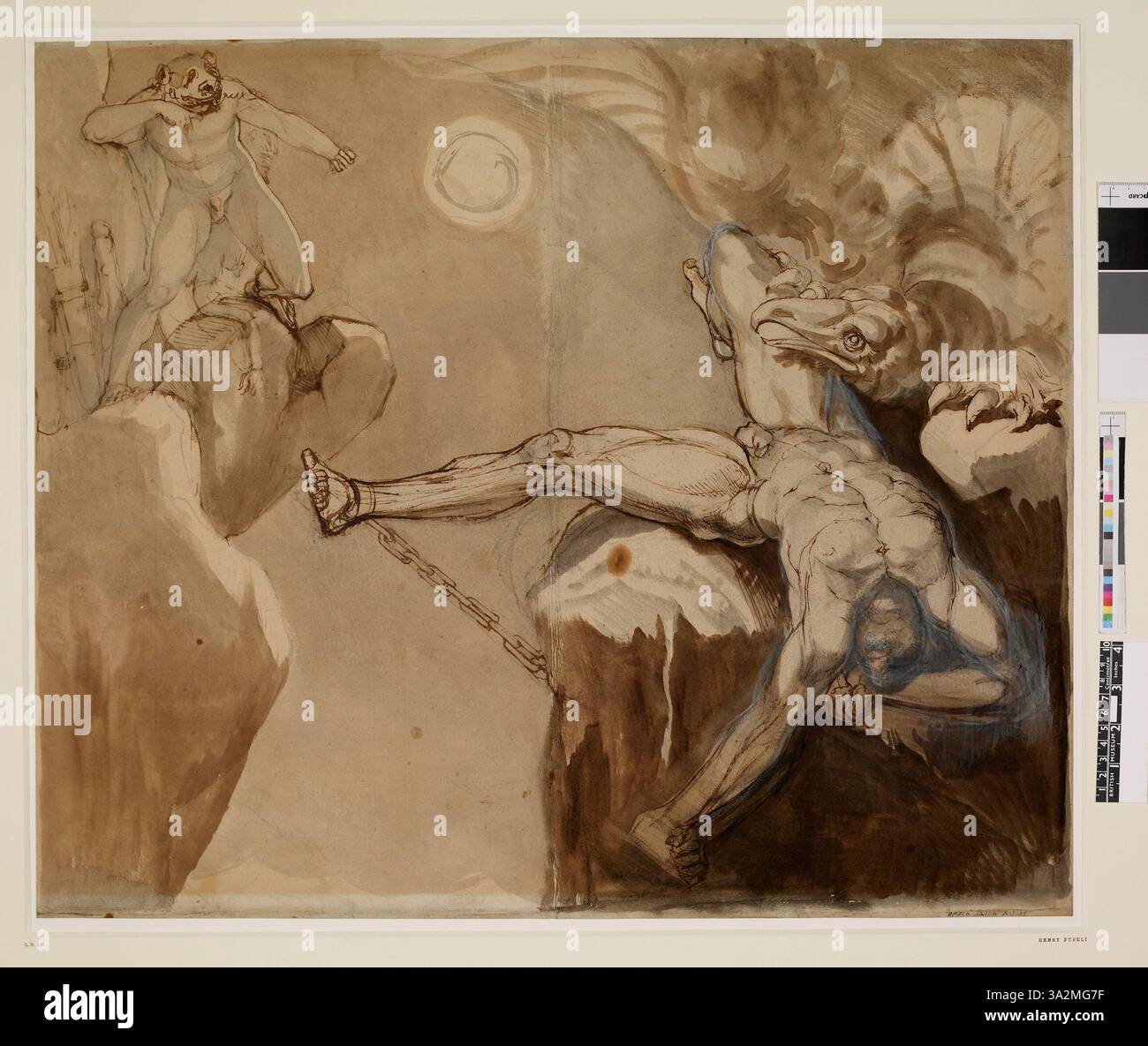 This drawing depicts the mythological rescue of Prometheus by Heracles ...