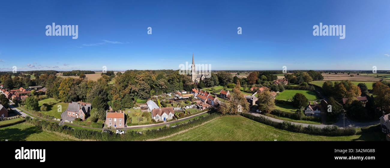 panoramic aerial view of St Mary's Anglican church, South Dalton. East ...
