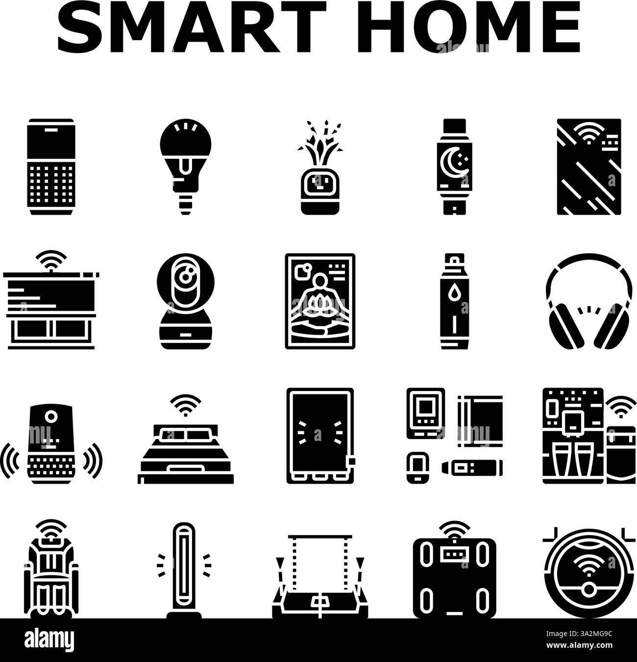 smart home wellness automation icons set vector Stock Vector Image ...
