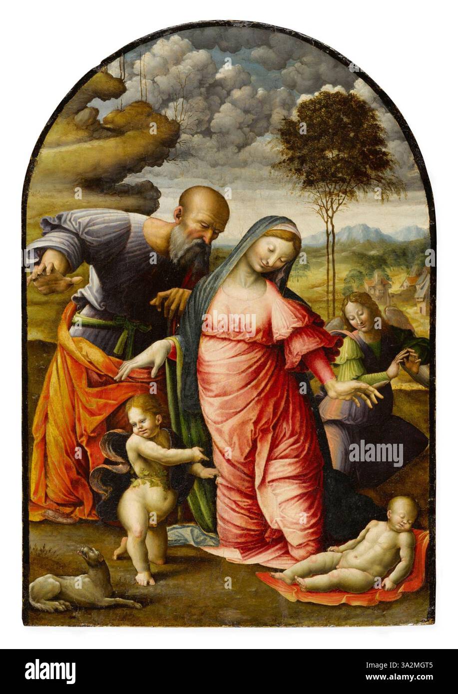 This scene, 'The Feigen Adoration,' shows the Madonna, Saint Joseph, the Infant Saint John the ...