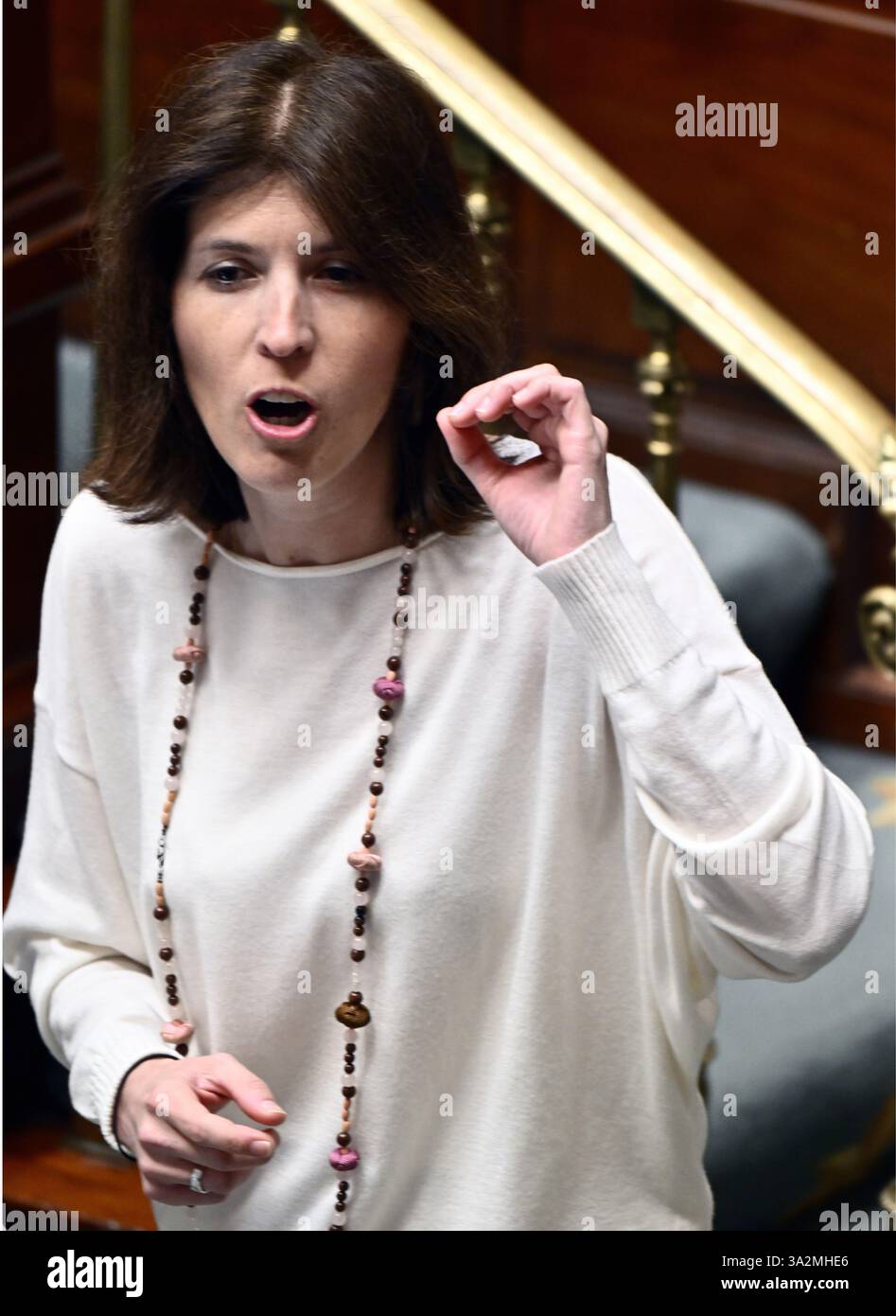 Brussels, Belgium. 13th Mar, 2025. Open VLD's Alexia Bertrand pictured ...