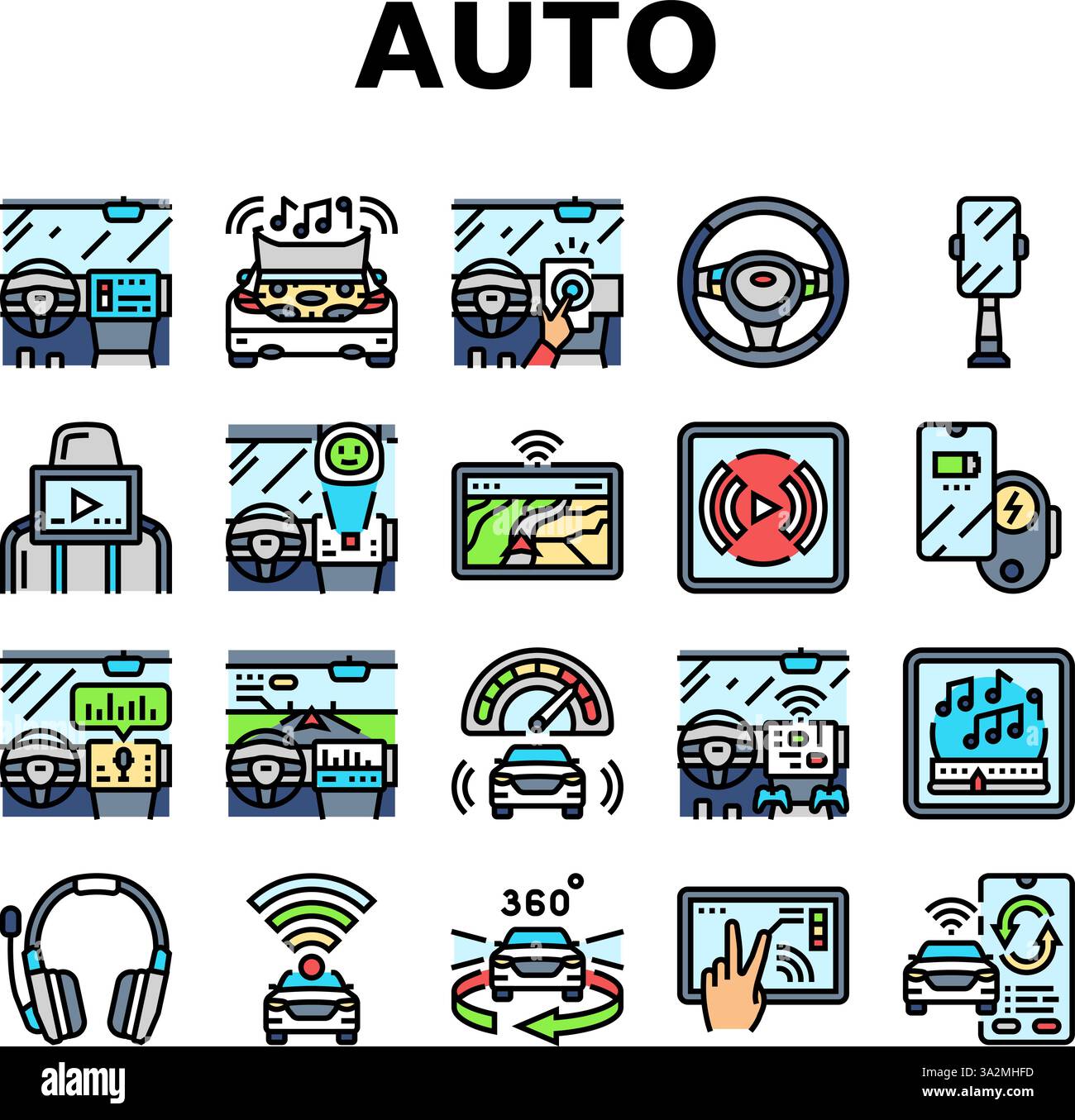 auto tainment infotainment icons set vector Stock Vector Image & Art ...