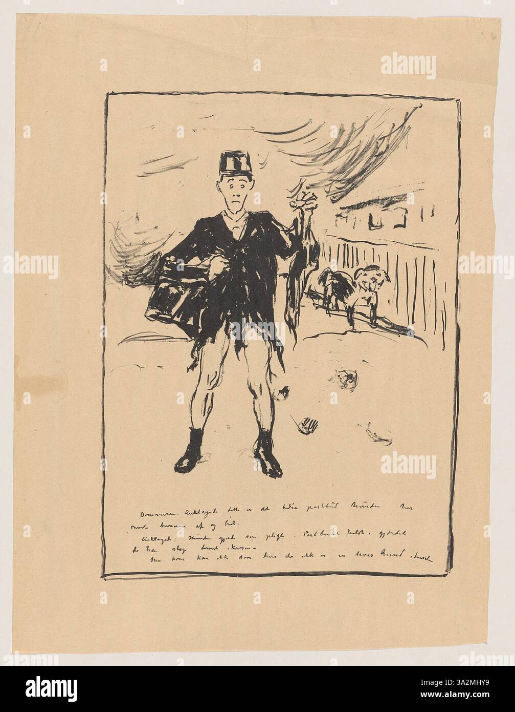 In this piece, Munch depicts the dramatic scene of a dog attacking a ...