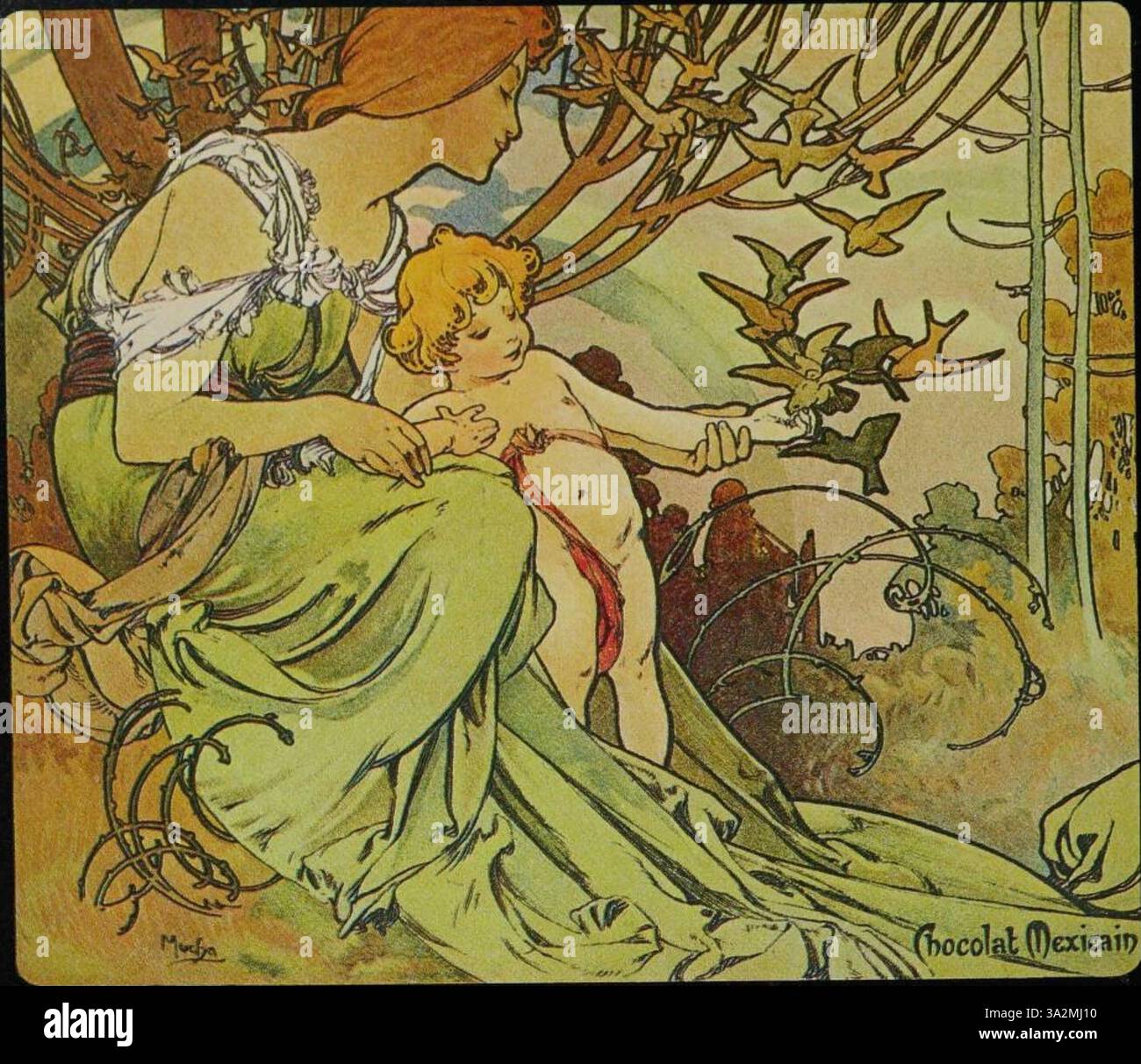 A print from Mucha's 'Bridges' series, featuring a stylized female ...