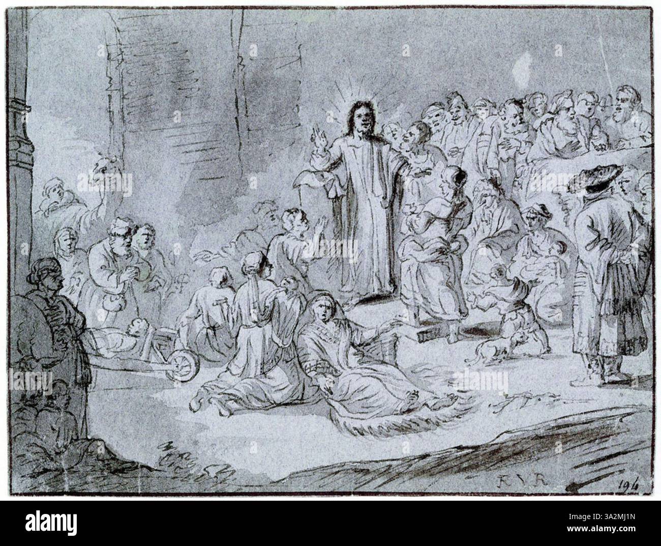 This copy of Rembrandt's 'Hundred Guilder Print' depicts Christ healing ...