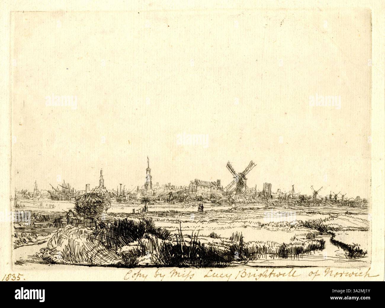 This 1840 artwork by Lucy Brightwell features Rembrandt with a strong ...