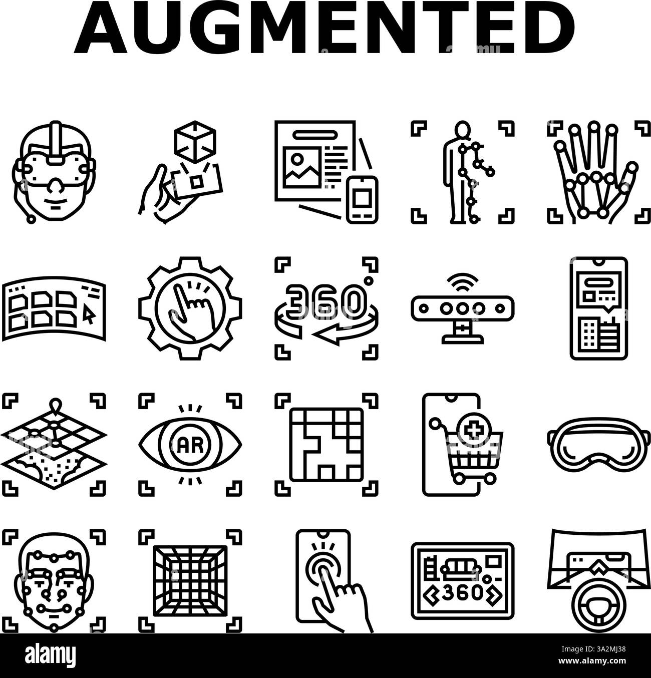 augmented reality virtual ar vr icons set vector Stock Vector Image & Art - Alamy