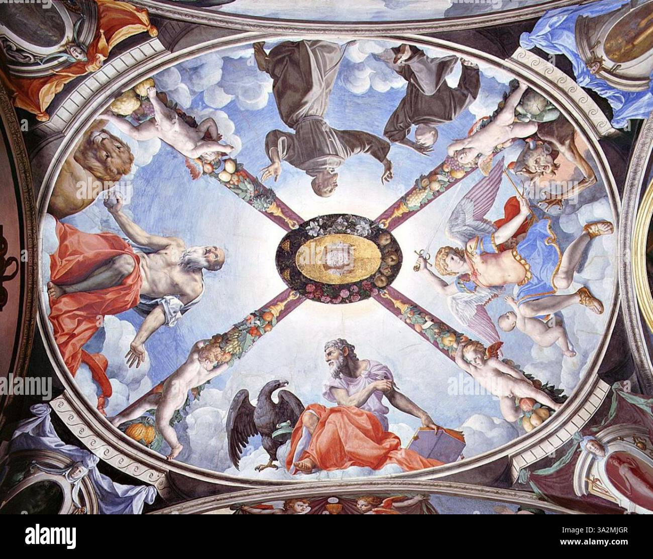 This work portrays a tripartite figure as a symbol of the Holy Trinity ...