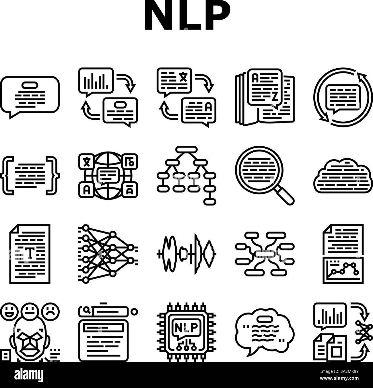 natural language processing nlp icons set vector Stock Vector Image ...