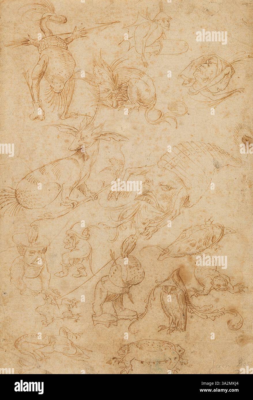 This model sheet from the circle of Hieronymus Bosch features a variety ...