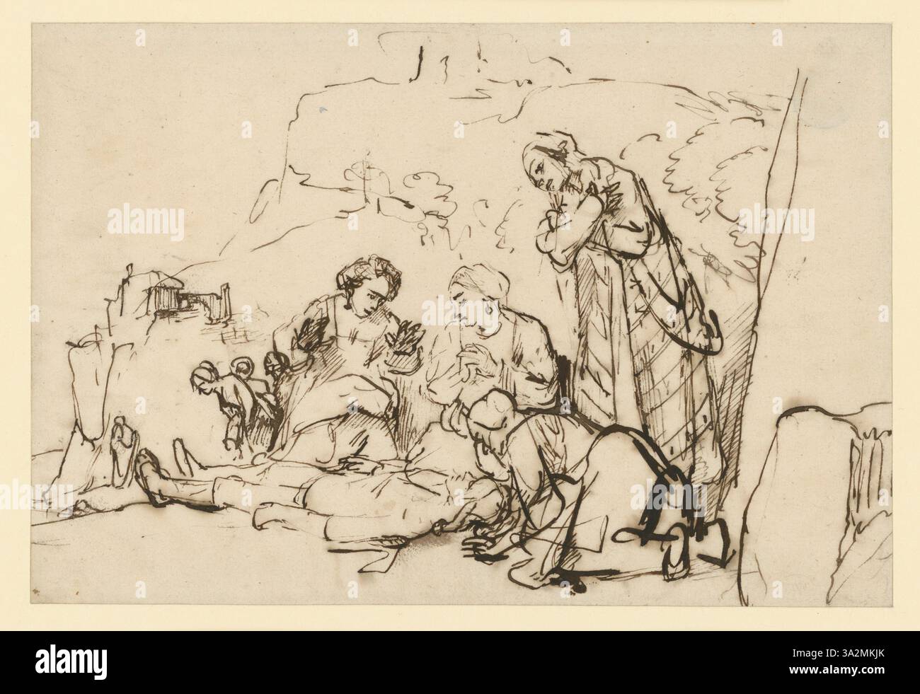 This piece depicts four women mourning the death of a young man. The ...