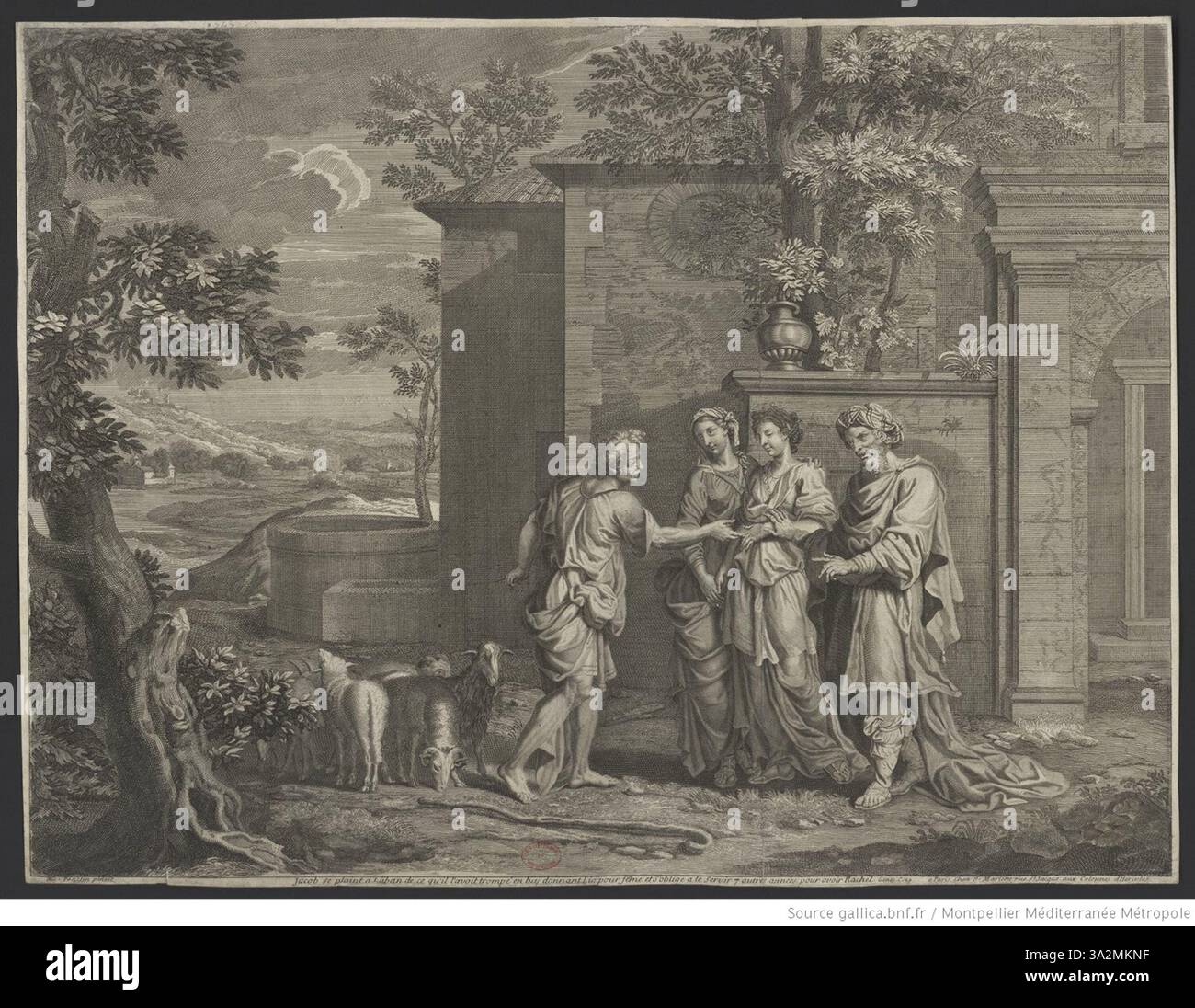 Jean Mariette’s engraving of the biblical scene of Jacob and Laban ...