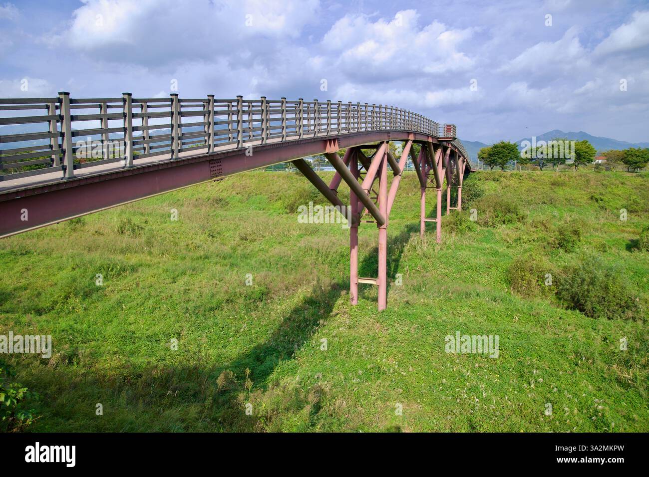 Gokseong County, South Korea - October 3rd, 2021: A wooden pedestrian ...