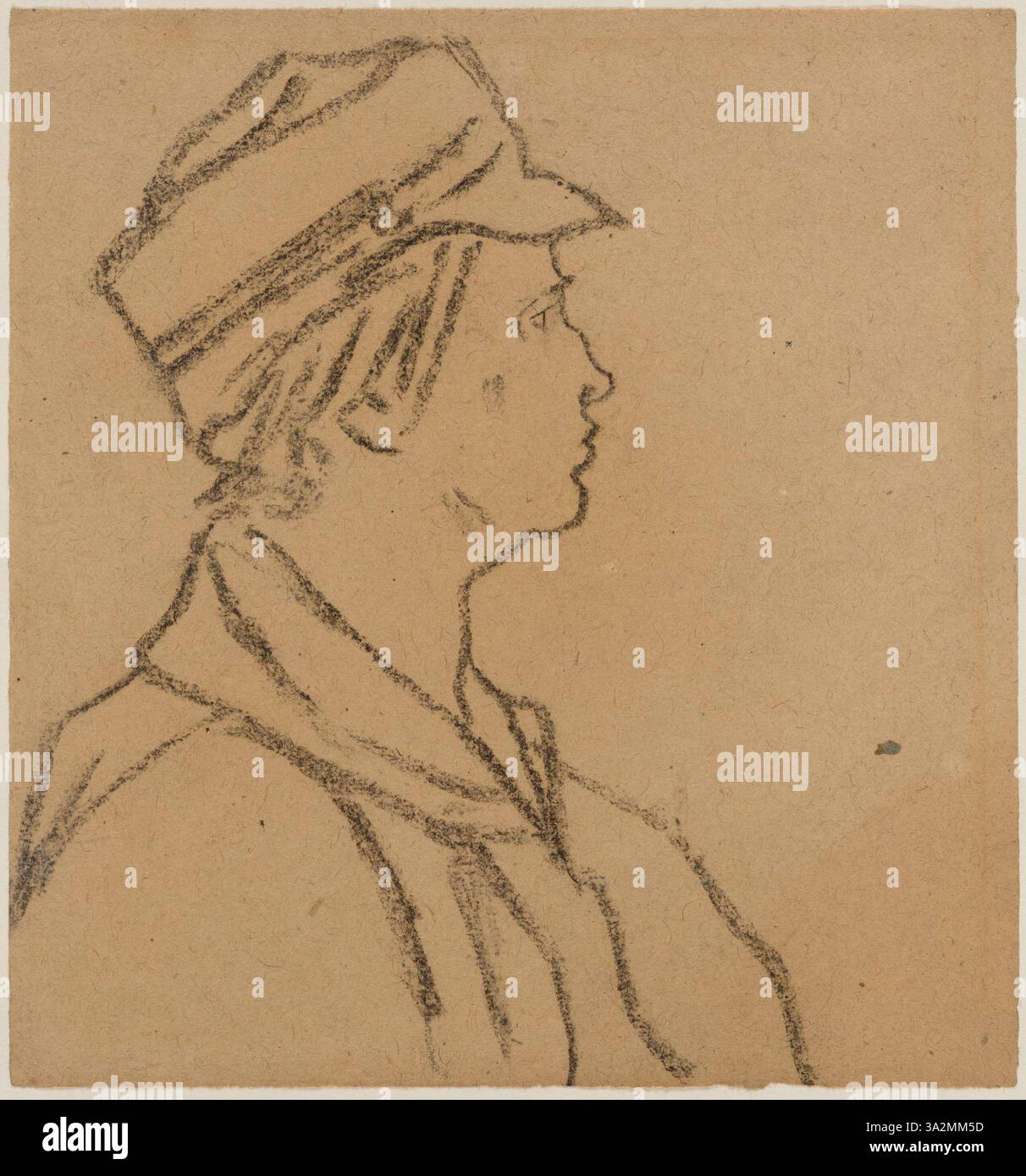 This work by Gwen John portrays a man in a peaked cap, capturing the ...