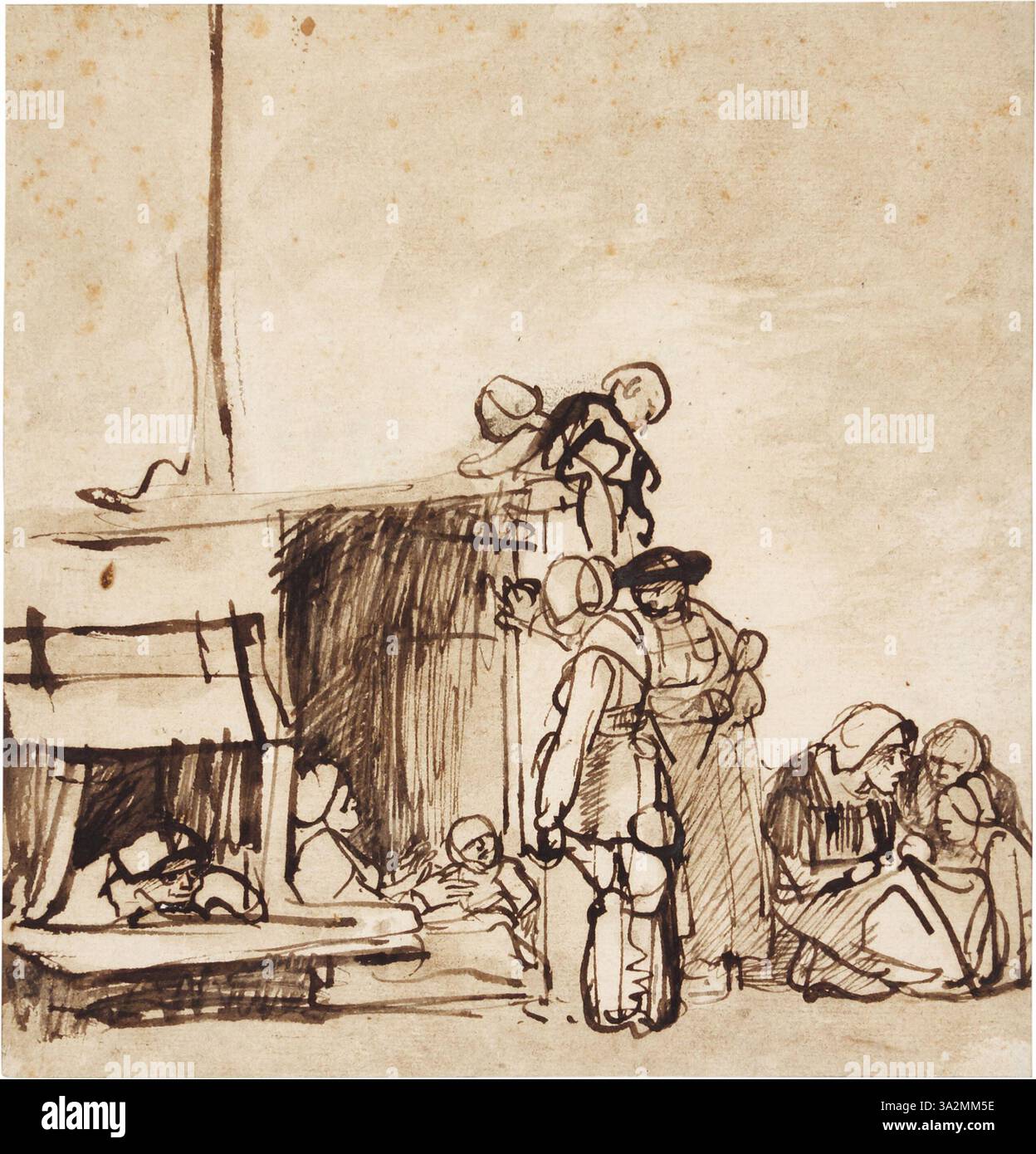 Attributed to Carel Fabritius, this artwork depicts peasants gathered ...