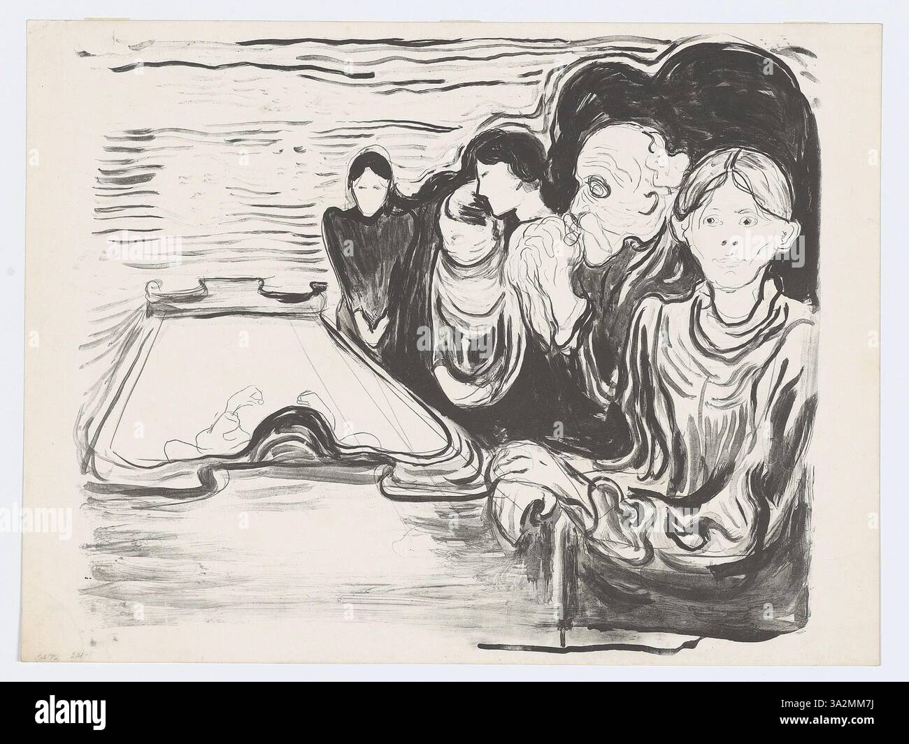 In this painting, Munch captures the somber moment at a deathbed. The ...