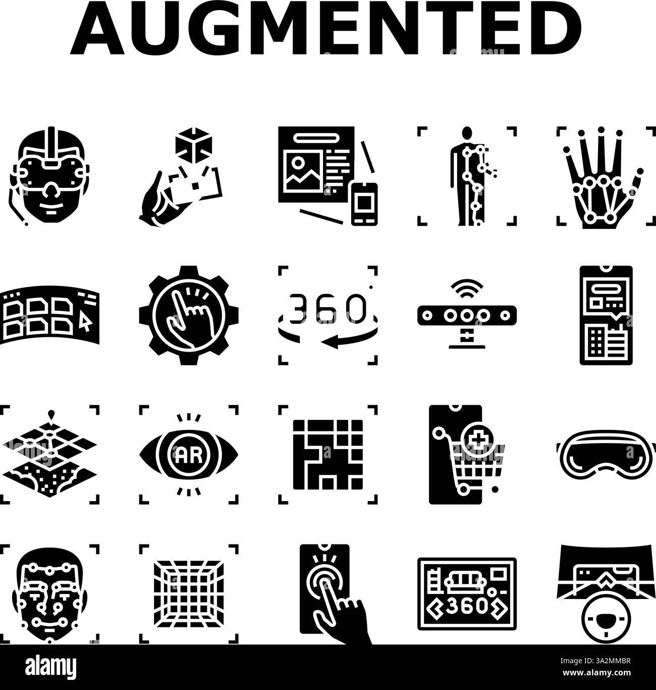 augmented reality virtual ar vr icons set vector Stock Vector Image ...