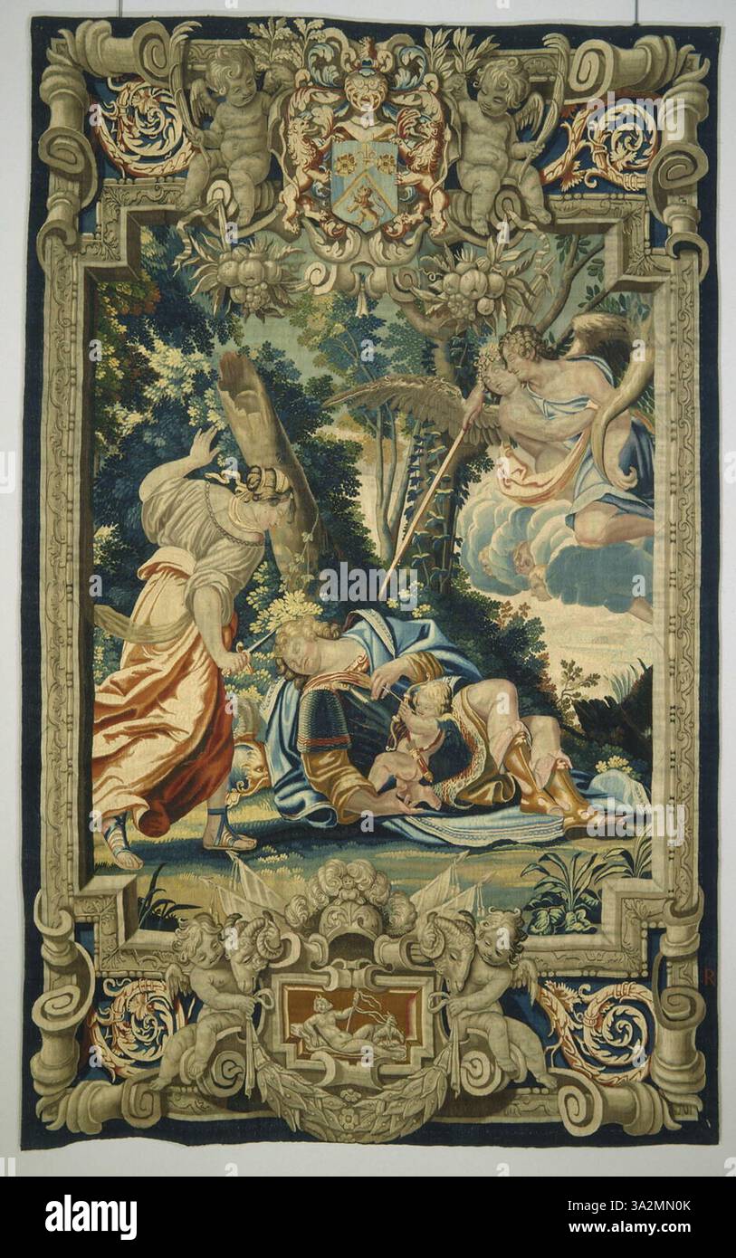 This piece depicts the mythological story of Armide about to stab ...