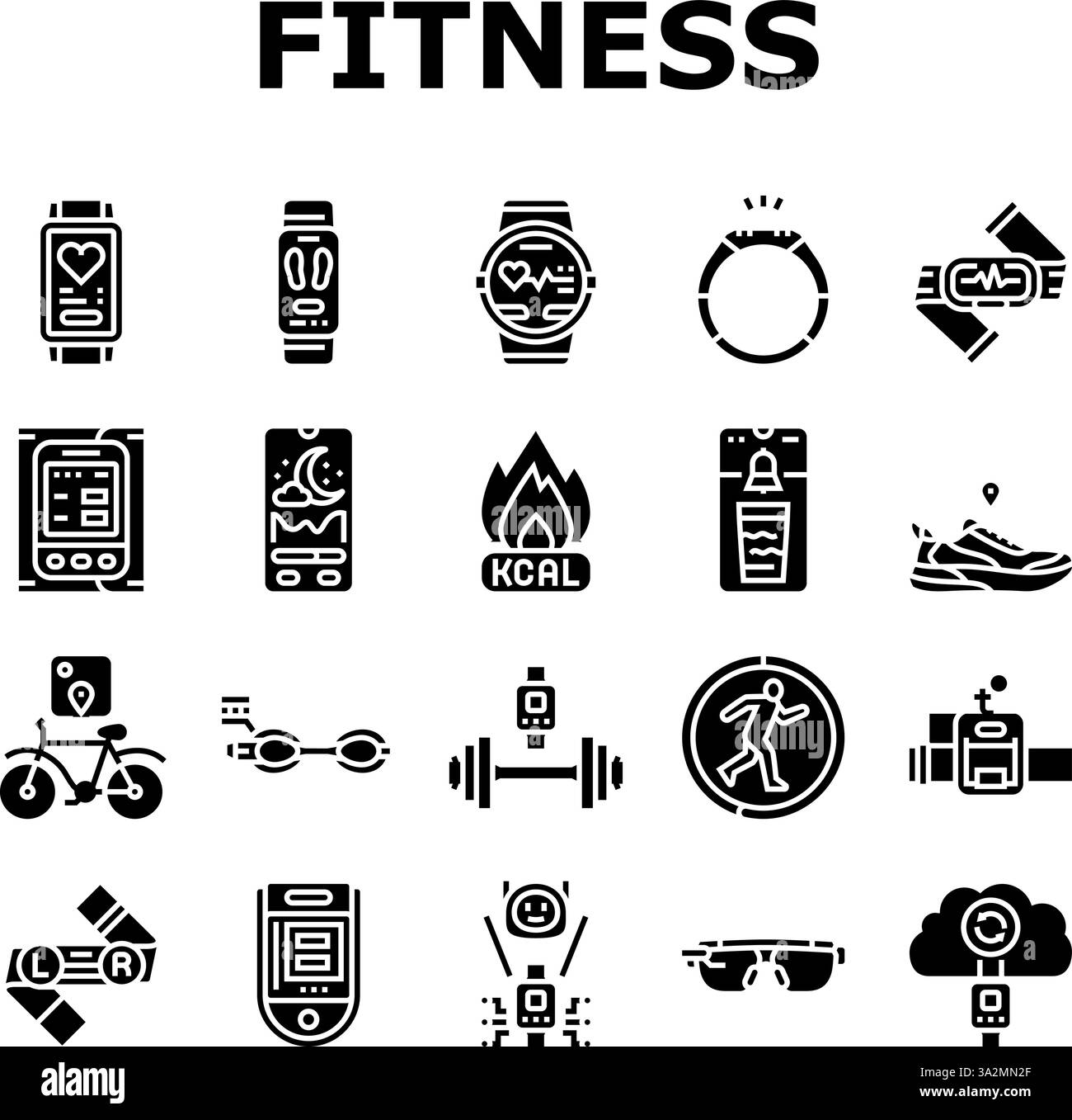 wearable fitness technology icons set vector Stock Vector Image & Art ...