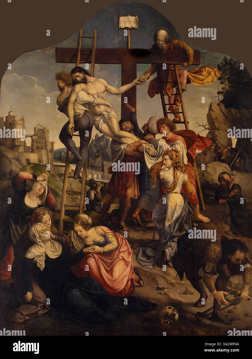 This painting by Jan Gossaert, created circa 1520, depicts the moment of Christ’s descent from ...