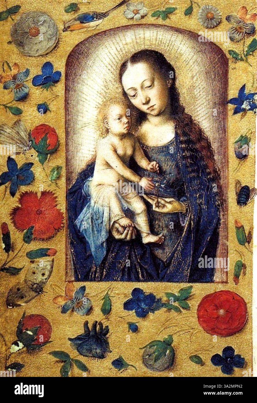 A cropped version of Gerard David's miniature painting of the Virgin and Child from El Escorial ...
