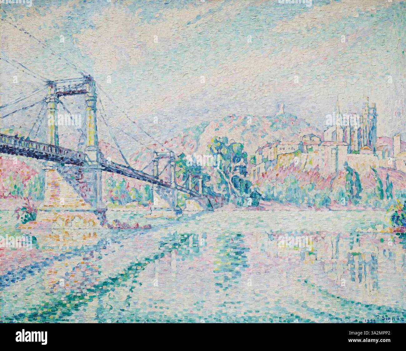 This 1928 painting depicts the Pont de Viviers, a bridge in France ...