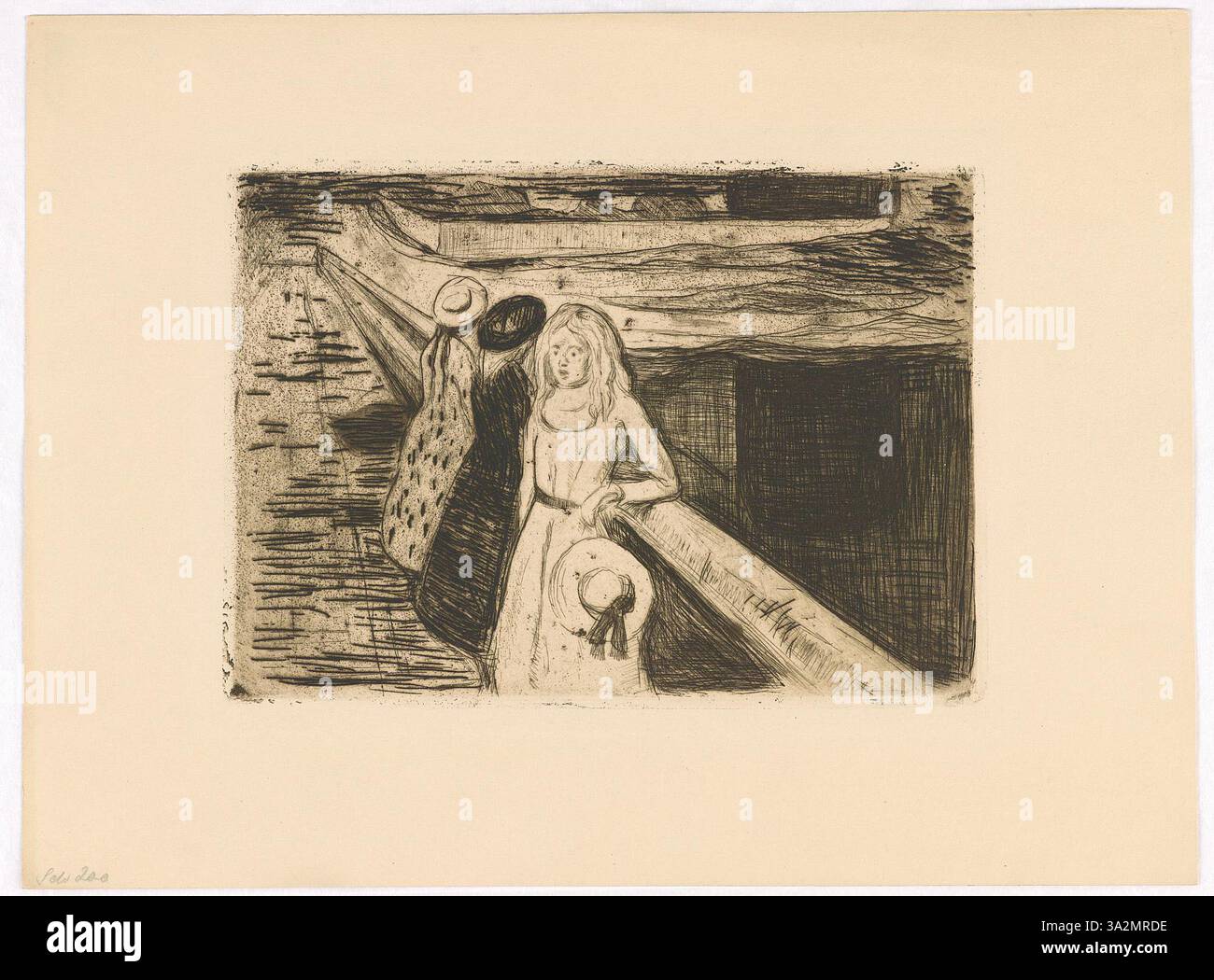'The Girls on the Bridge' by Edvard Munch depicts two women on a bridge ...
