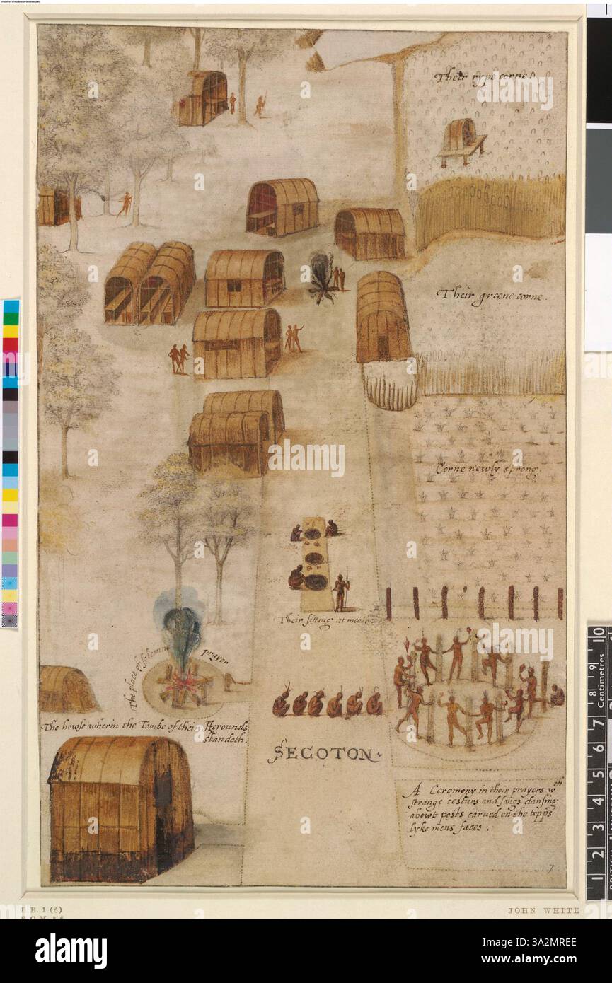 This 1906 illustration by John White depicts the town of Secoton, showing its layout and the ...