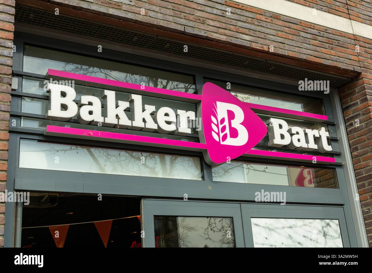 Bakker Bart sign logo above the shop entrance. Bakker Bart is the ...